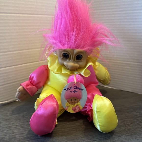 Russ | Toys | Troll Clown Plush Doll Bean Bag Pink Hair Jester Toy By ...